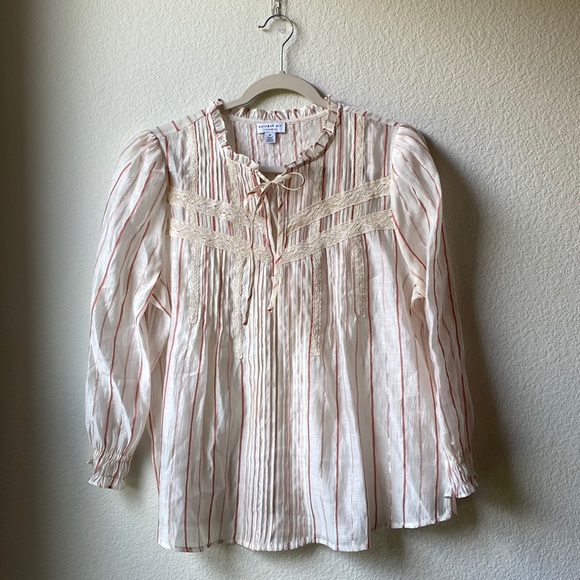 Current Air | Tops | Current Air Metallic Striped Lightweight Blouse ...
